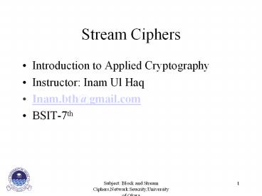 Stream Ciphers 2 presentation | free to download