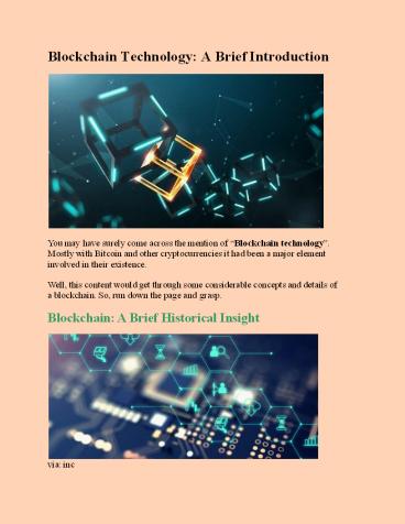 Blockchain Technology: A Brief Introduction presentation | free to download