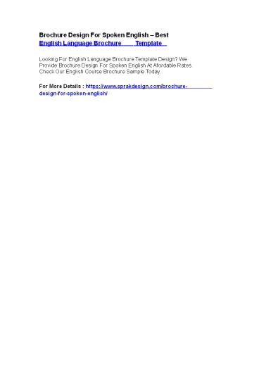 Brochure Design For Spoken English – Best English Language Brochure ...