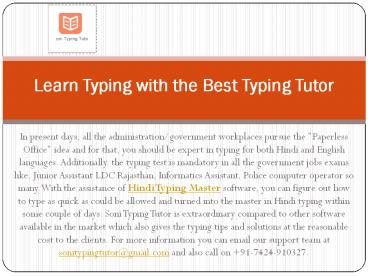Learn Typing with the Best Typing Tutor presentation | free to download