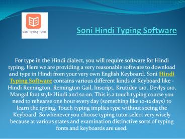 Soni Hindi Typing Software presentation | free to download