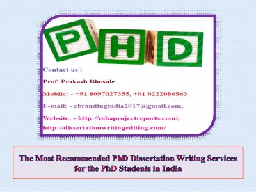 PPT – The Most Recommended PhD Dissertation Writing Services for the ...