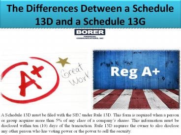PPT – The Differences Detween a Schedule 13D and a Schedule 13G ...