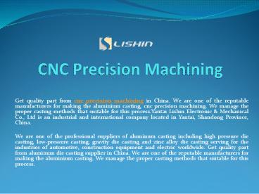 PPT – CNC Precision Machining PowerPoint presentation | free to ...