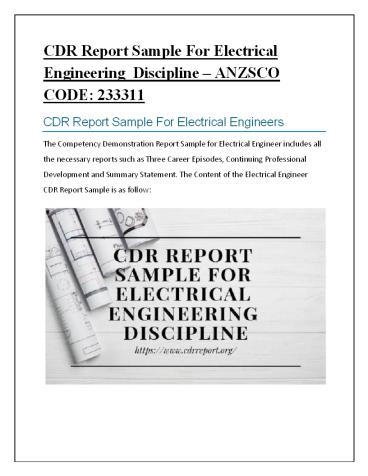 CDR Report Sample For Electrical Engineers presentation | free to download