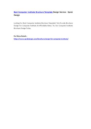 Best Computer Institute Brochure Template Design Service - Sprak Design ...