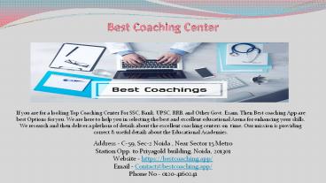 Best Coaching Center With Course presentation | free to download