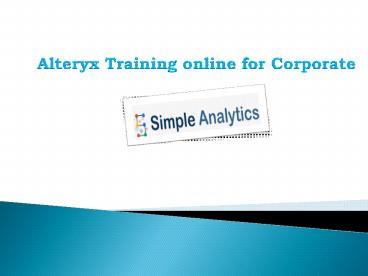 Alteryx Training online for Corporate presentation | free to download