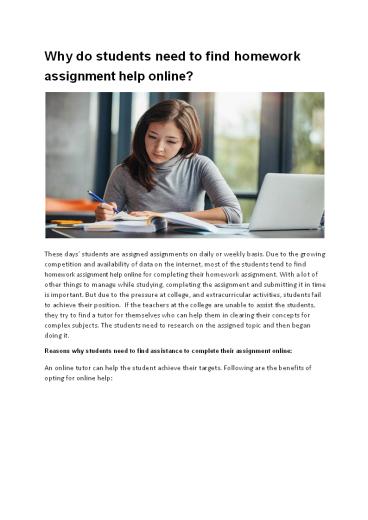 Why Do Students Need To Find Homework Assignment Help Online ...