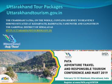 PPT – Uttarakhand Tour Packages: Uttarakhand Tourism Development Board ...