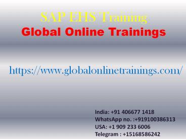 SAP EHS Training | SAP EHS Online job Support from India-GOT presentation | free to download