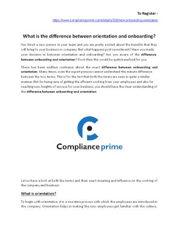What is the difference between orientation and onboarding? presentation | free to download