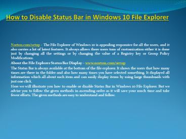 How to Disable Status Bar in Windows 10 File Explorer? presentation ...