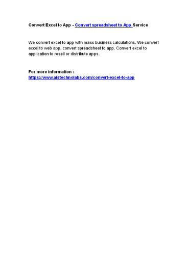 PPT – Convert Excel to App - Convert spreadsheet to App Service PowerPoint presentation | free ...