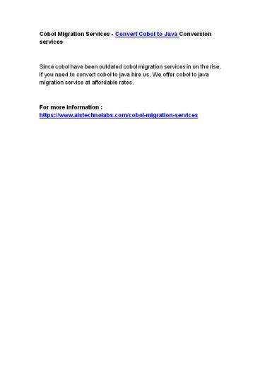 Cobol Migration Services - Convert Cobol to Java Conversion services ...