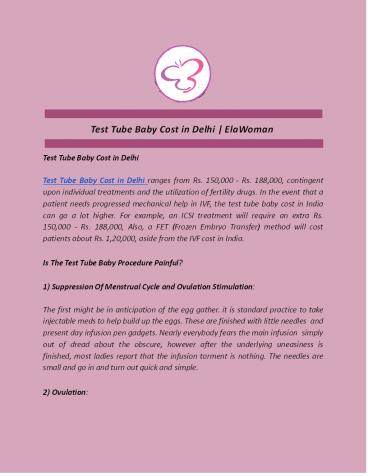 PPT – Test Tube Baby Cost in Delhi | ElaWoman PowerPoint presentation ...