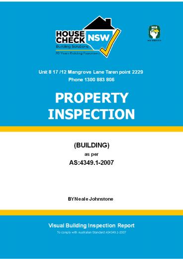 Pre Purchase Building And Pest Inspection Sample Report - Housecheck ...