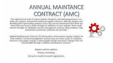 ANNUAL MAINTANCE CONTRACT free ppt presentation | free to download