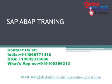 SAP ABAP training | SAP ABAP online training - Globalonlinetrainings ...