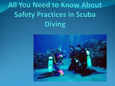 All You Need to Know About Safety Practices in Scuba Diving ...