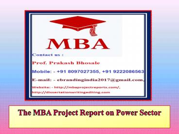 PPT – The MBA Project Report on Power Sector PowerPoint presentation ...
