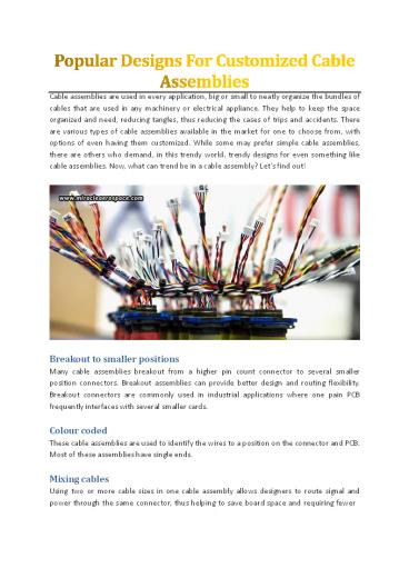 PPT – Popular Designs For Customized Cable Assemblies - Miracle ...