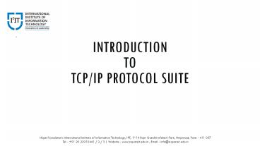 PPT – Introduction To TCP/IP Protocol Suite - Electronics and ...