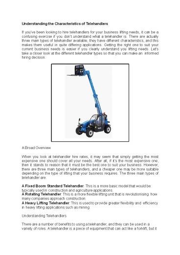 Understanding the Characteristics of Telehandlers presentation | free ...