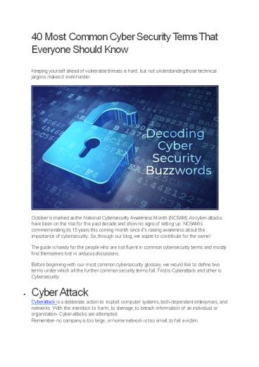 40 Most Common Cyber Security Terms That Everyone Should Know ...