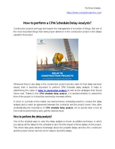 PPT – How to perform a CPM Schedule Delay Analysis? PowerPoint ...