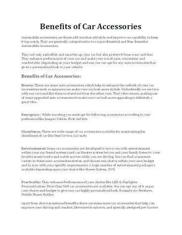 PPT – Benefits of Car Accessories PowerPoint presentation | free to ...