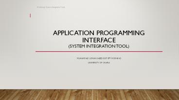System Integration tools - Practical Approach presentation | free to ...