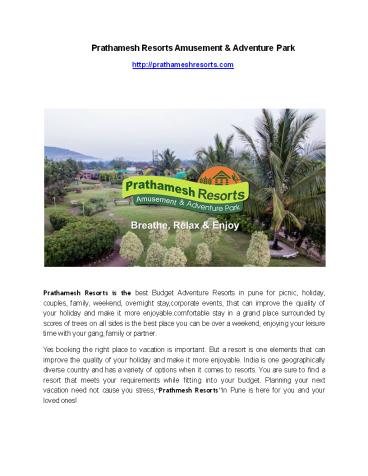 PPT – Prathamesh Resorts Amusement & Adventure Park PowerPoint ...