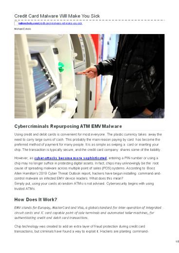 Cybercriminals Repurposing ATM EMV Malware presentation | free to download