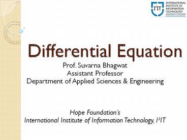 PPT – Differential Equation - Department of Applied Sciences ...