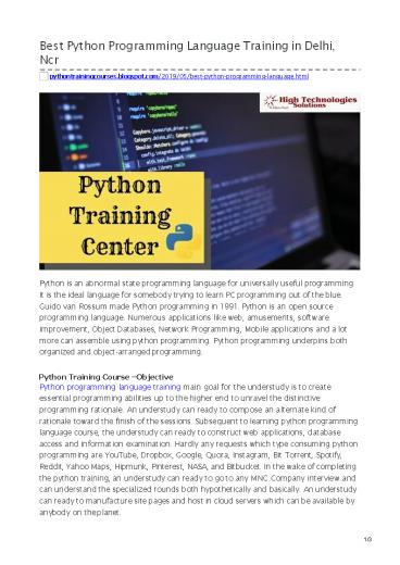 PPT – Get the Best Coaching Institute for Python in Delhi, India ...