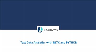 Text Data Analytics with NLTK and PYTHON presentation | free to download