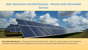 Solar Operations and Maintenance presentation | free to download