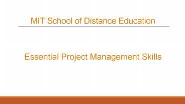 Essential Project Management Skills - MIT School of Distance Education ...