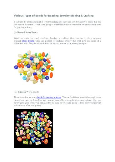 Various Types of Beads for Beading presentation | free to download