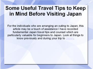PPT – Japan Travel Tips PowerPoint presentation | free to download - id ...