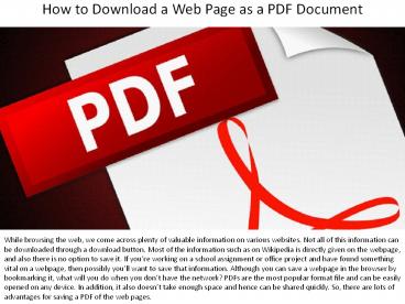 How to Download a Web Page as a PDF Document presentation | free to ...