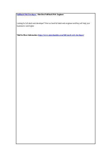 Full Stack Web Developer - Hire Best Full Stack Web Engineer ...
