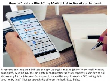 PPT – How to Create a Blind Copy Mailing List in Gmail and Hotmail ...