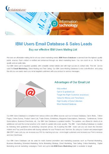 PPT – IBM USer Email Database- USA PowerPoint presentation | free to download - id: 8e01b8-MDI4Z