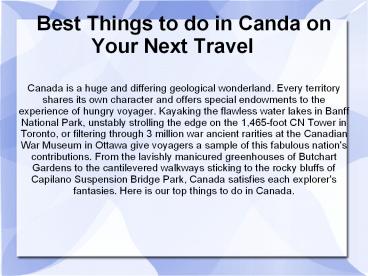 Things to do in Canada presentation | free to download