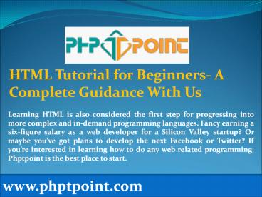 PPT – HTML Tutorial for Beginners - A Complete Guidance With Us ...