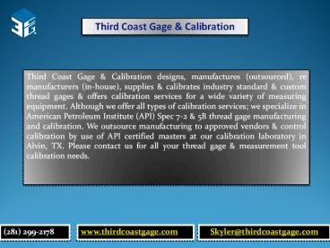 PPT – Thread Gage Calibration PowerPoint presentation | free to ...