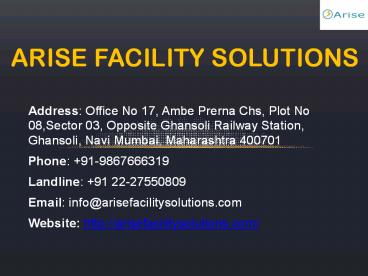 Housekeeping Facility Management Services in Mumbai | Arise Facility Solutions presentation ...