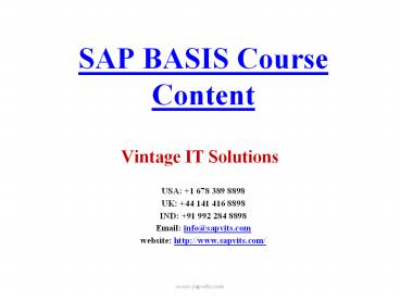 SAP Basis PPT presentation | free to download
